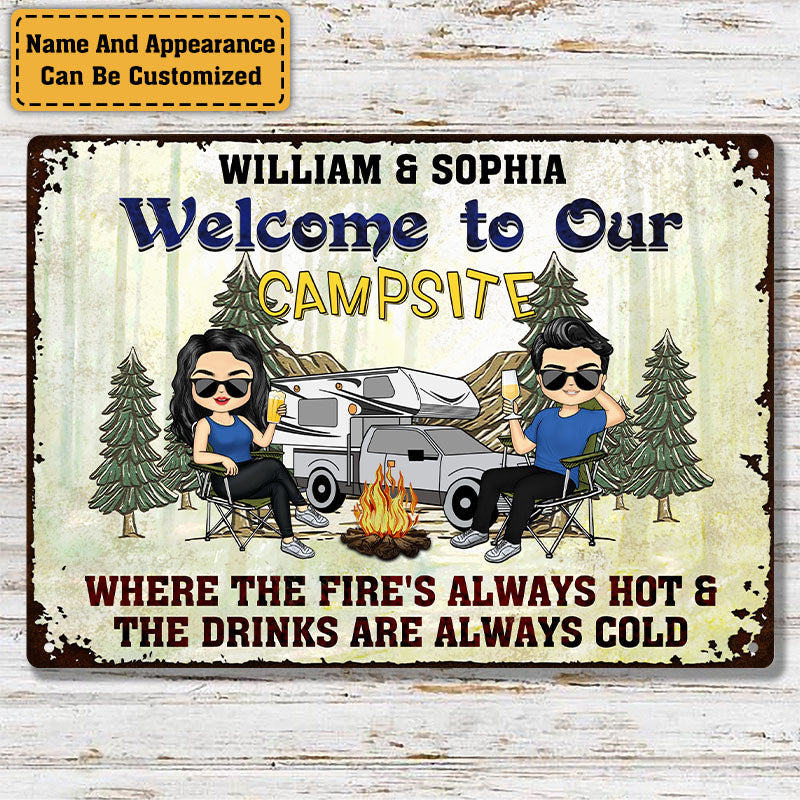 Welcome To Our Campsite - Camping Sign - Personalized Custom Metal Sig ...