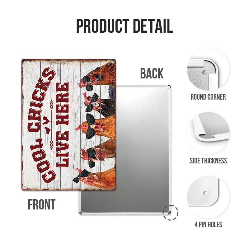 Chicken Coop Sign | Cool Chicks Live Here Chicken Coop Sign Metal Cool ...