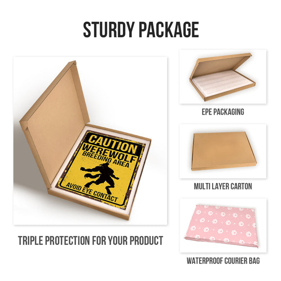 Caution Werewolf Breeding Area - Metal Sign For Home Garden Outdoor ...