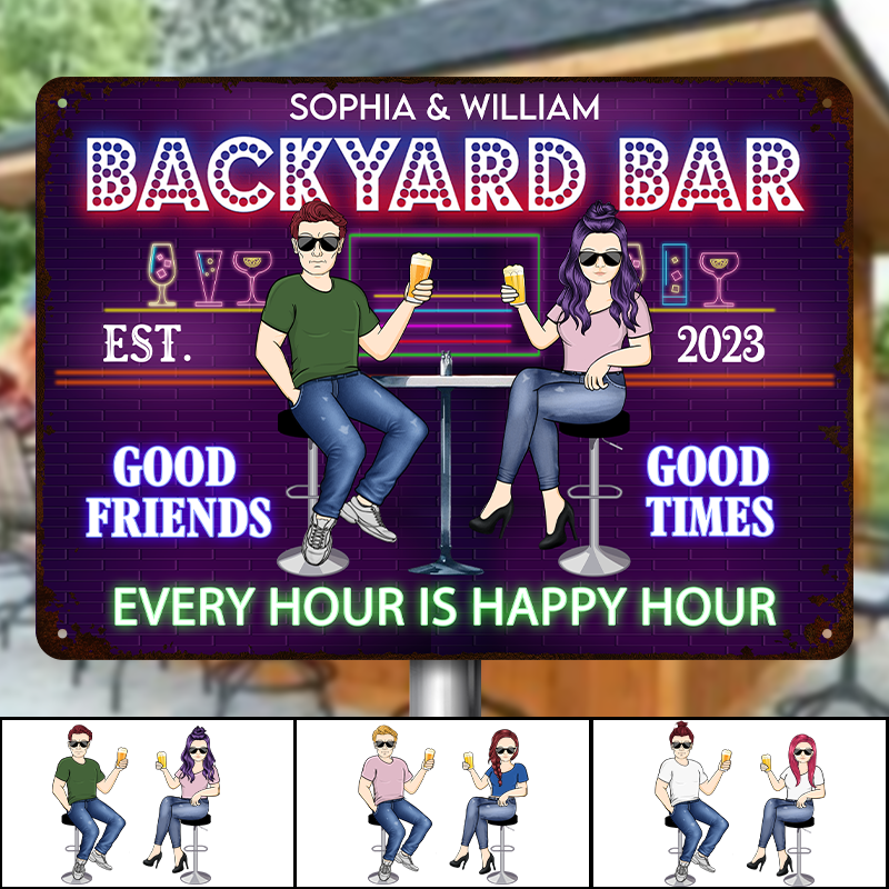 Backyard Bar Every Hour Is Happy Hour Gift For Couples Personalized Cu ...