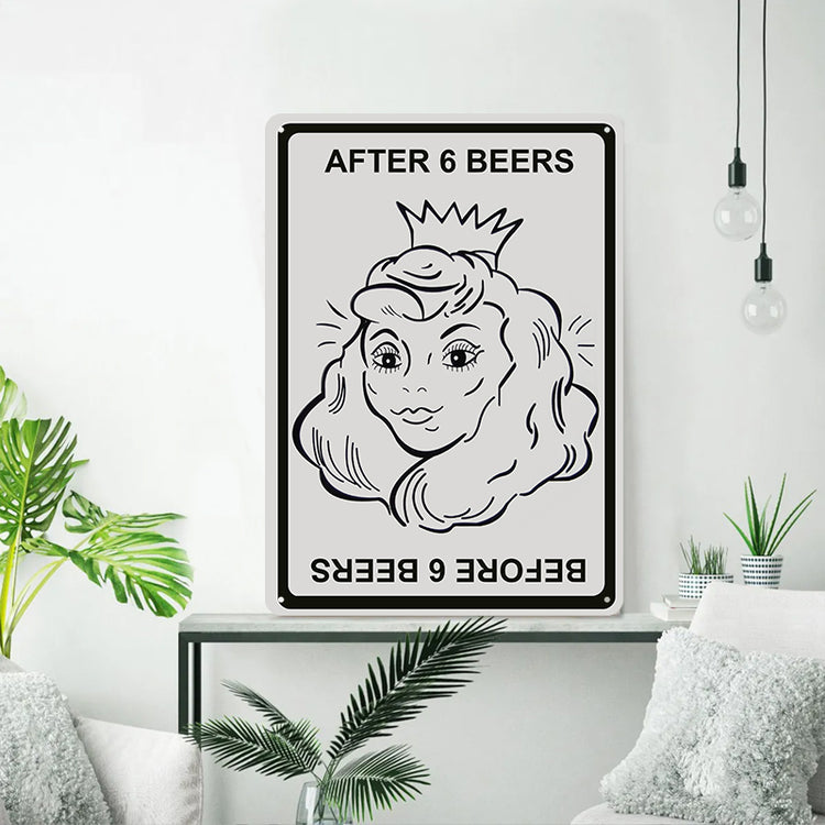 Before After 6 Beers Funny Gift For Him, Her Home Decor Vintage Metal ...