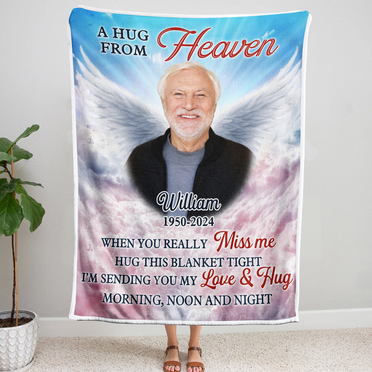 Custom Photo Angel Wings A Hug From Heaven - Personalized Customized B ...
