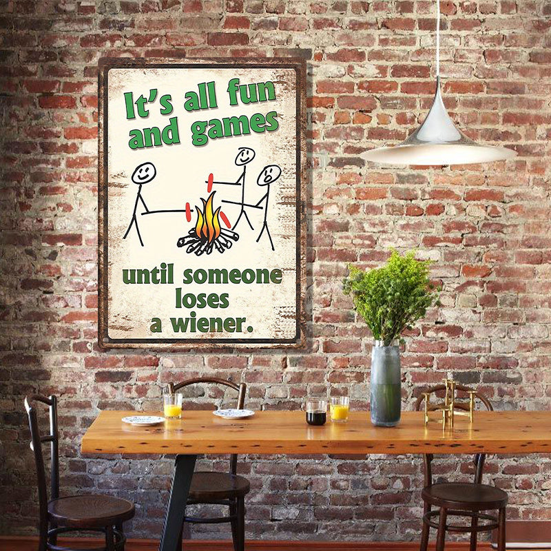 Metal Sign Decorative Metal Plaque Camping Decor It's All Fun And Game ...