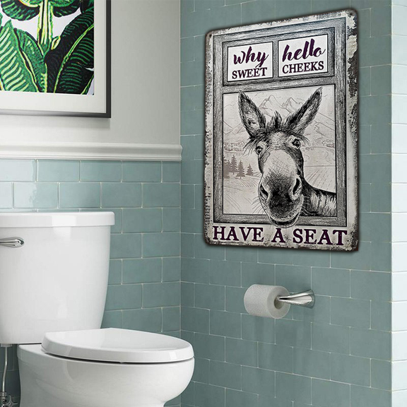 Donkey metal sign, Donkey Black White Hello Sweet Cheeks Metal Signs ...
