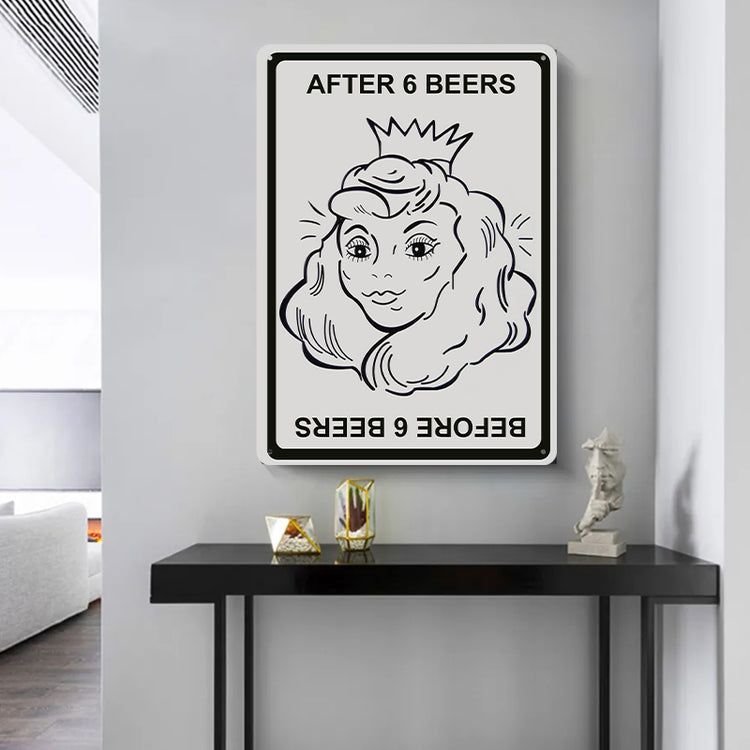 Before After 6 Beers Funny Gift For Him, Her Home Decor Vintage Metal ...