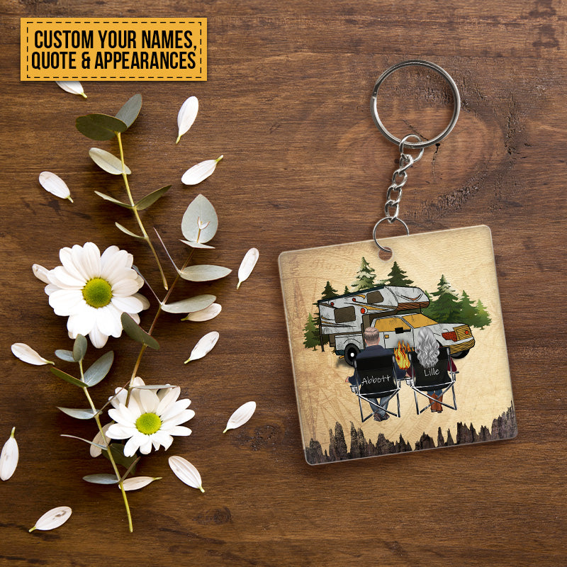 Personalized Custom Keychain Husband And Wife Camping Partners For Lif ...