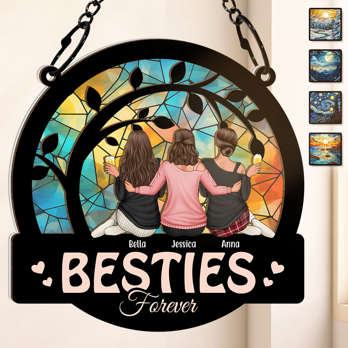 Sisters Forever - Personalized Acrylic Window Suncatcher Ornament - Gi ...
