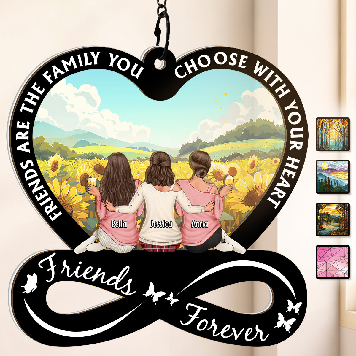 Friends Are The Family - Personalized Acrylic Window Suncatcher Orname ...