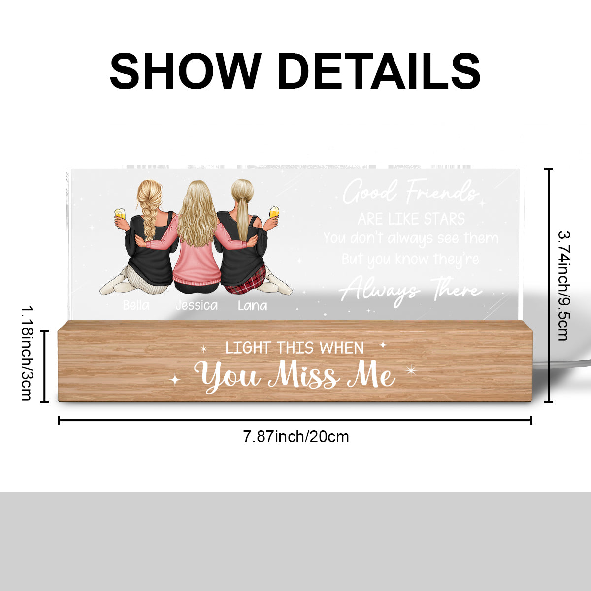 Good Friends Are Like Stars - Customized Personalized Acrylic LED Nigh ...