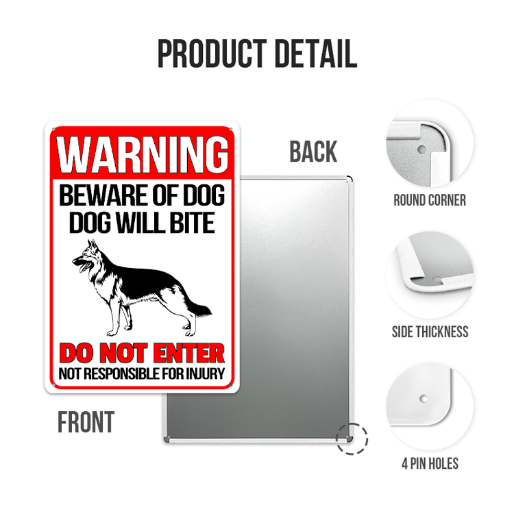 Warning Beware of Dog Will Bite Vintage Sign Personalized Custom Metal ...