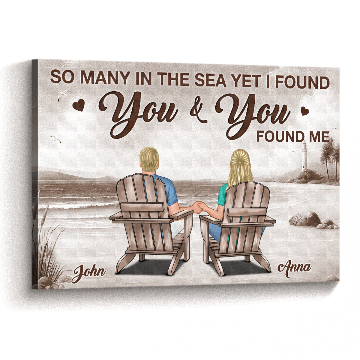 Personalized Couple Canvas - Beach View Couple Gift - Wall Decor Gift ...