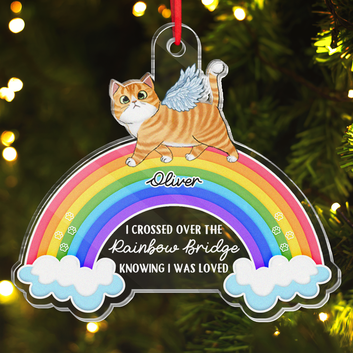 I Crossed Over Rainbow Bridge - Personalized Customized Ornament - Mem ...
