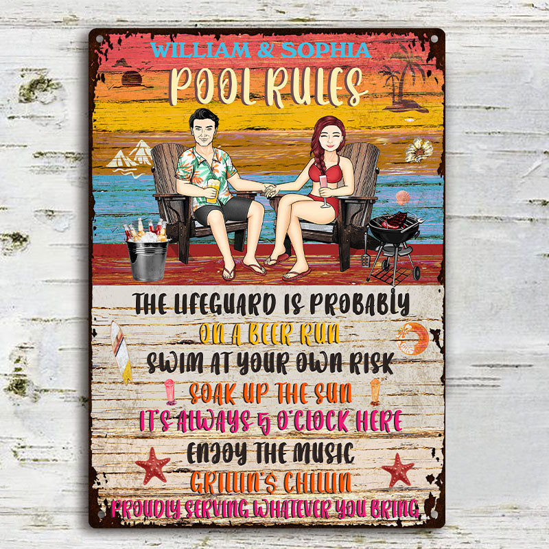 Swimming Pool Rules Couple - Pool Sign - Personalized Custom Classic M ...