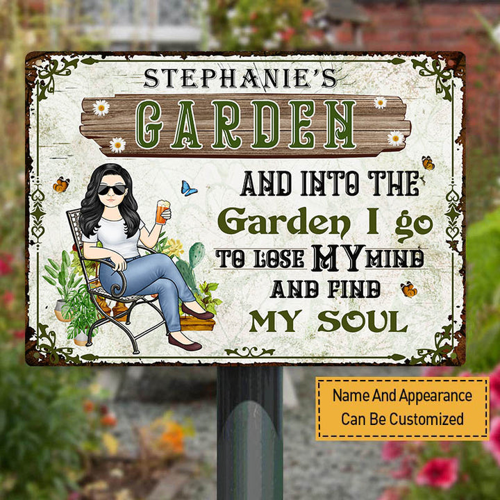 And Into The Garden I Go Gardening Girl - Garden Sign - Personalized C ...