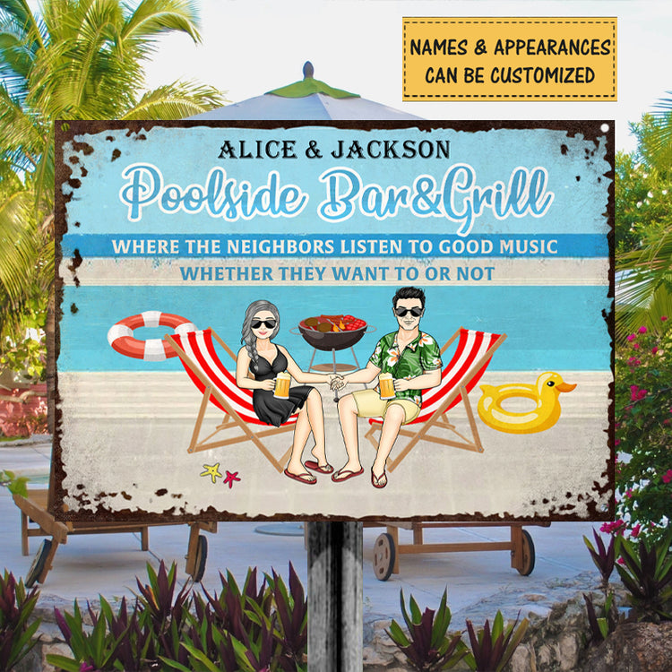 Swimming Poolside Bar - Pool Sign - Personalized Metal Signs – Thesunnyzone