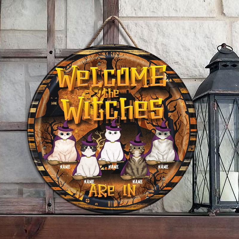 Halloween Personalized Door Signs, Welcome The Witches Are In designed ...