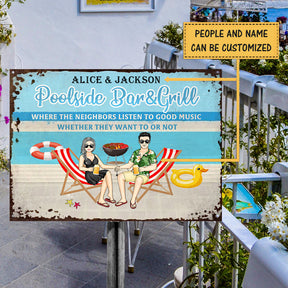 Swimming Poolside Bar - Pool Sign - Personalized Metal Signs – Thesunnyzone
