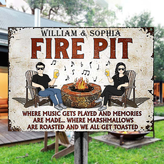 Fire Pit Where Music Gets Played Husband Wife Camping Couple - Camping ...