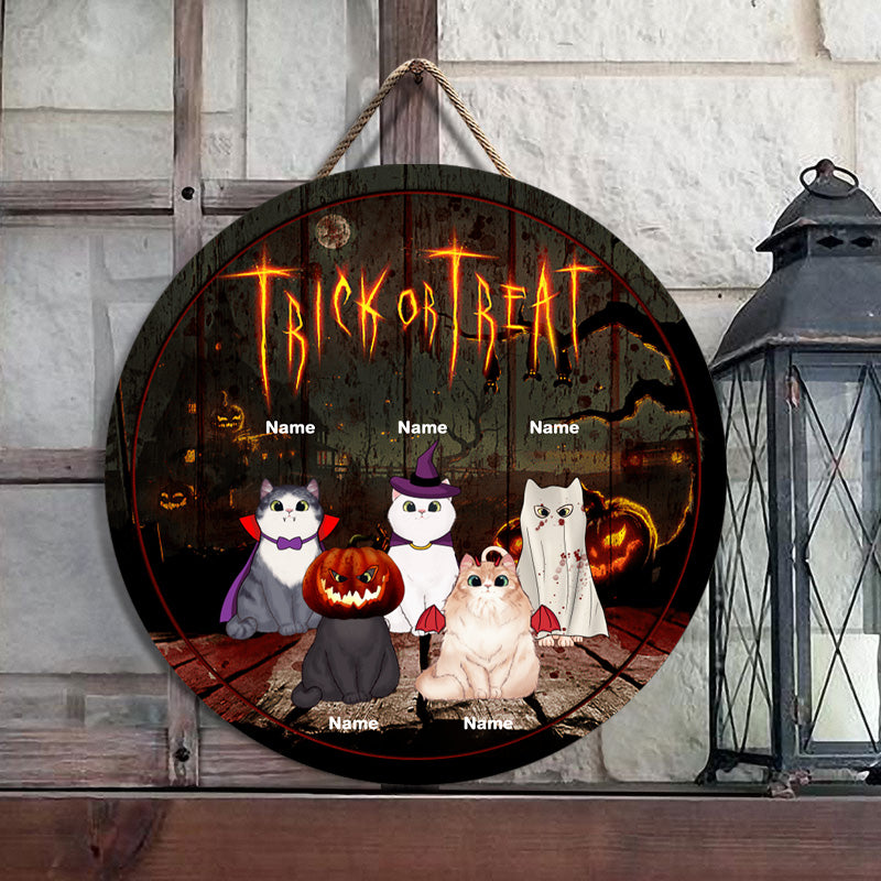 Halloween Trick Or Treat Welcome Signs, Halloween Decorations For Cat ...