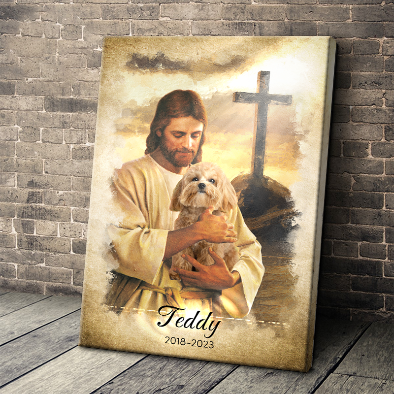 Custom Photo - God Hug Dog - Personalized Customized Canvas - Memorial ...