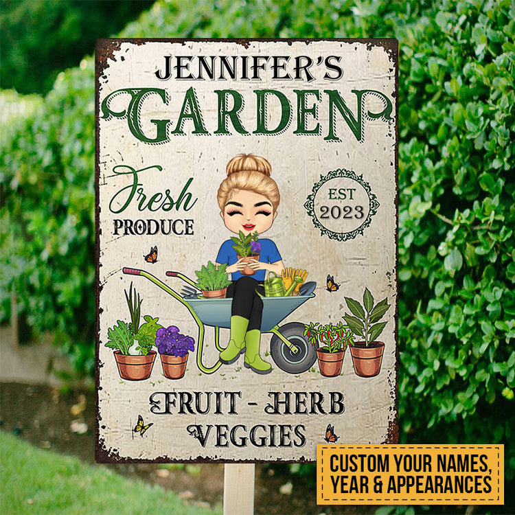 Garden Fresh Produce Herb & Veggies Sign - Personalized Custom Classic ...
