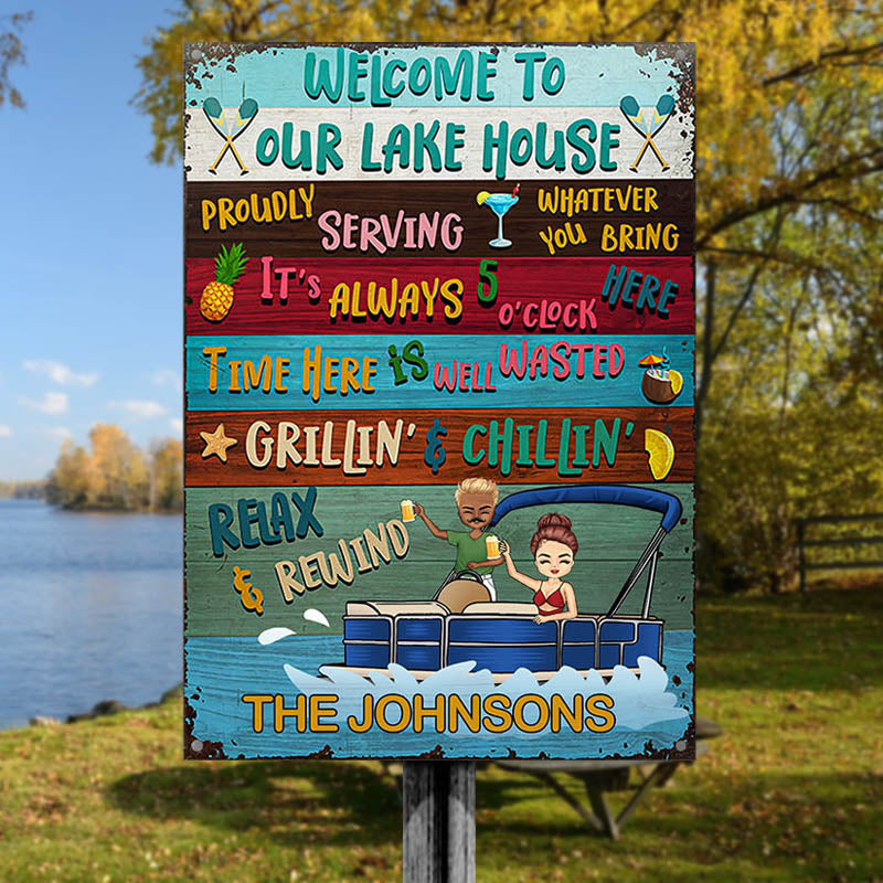 Lake House Pontoon Time Here Is Well Wasted - Lake House Sign - Lake H ...