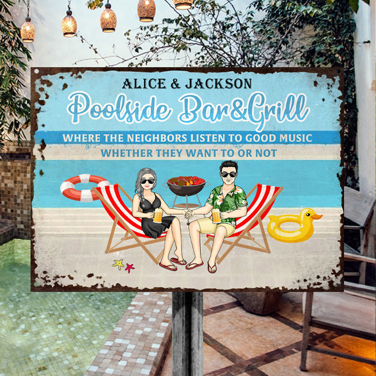 Swimming Poolside Bar - Pool Sign - Personalized Metal Signs – Thesunnyzone
