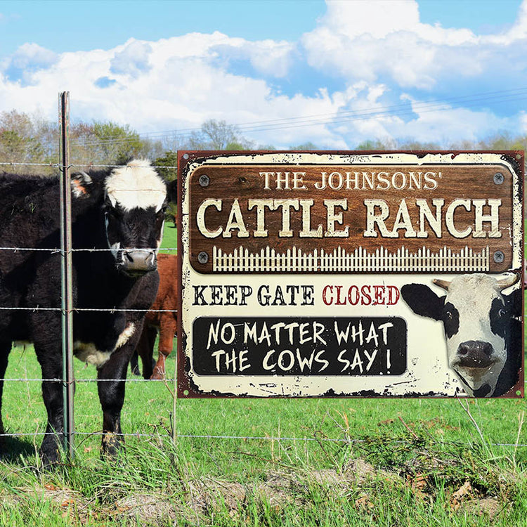 Personalized Farm Cattle Keep Gate Closed Custom Classic Metal Signs ...