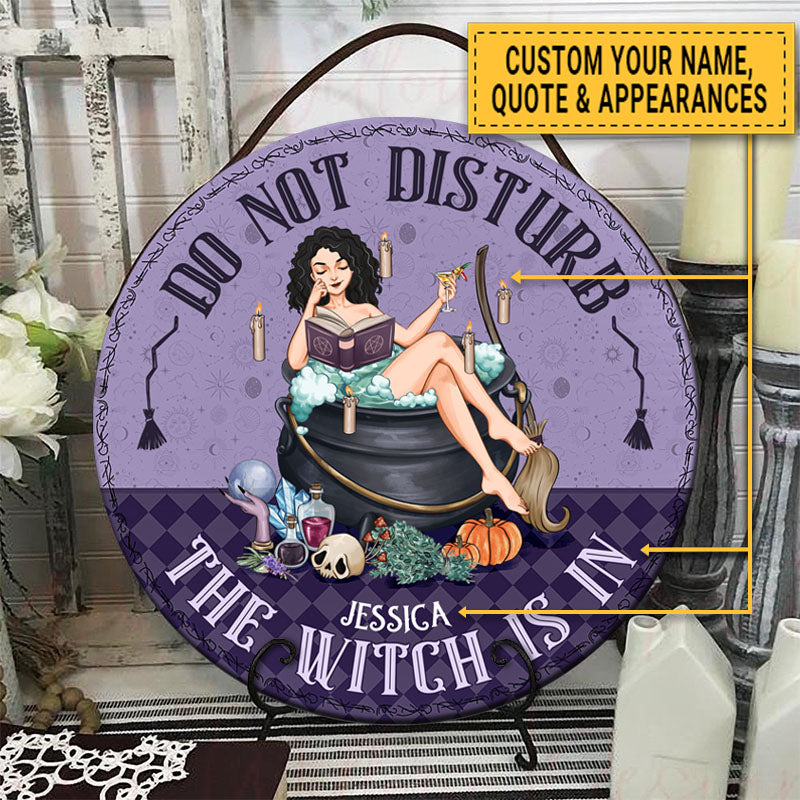 Do Not Disturb The Witch Is In - Personalized Round Wood Sign - Funny ...
