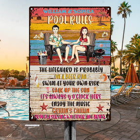Swimming Pool Rules Couple - Pool Sign - Personalized Custom Classic M ...