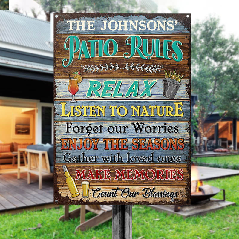 Personalized Patio Rules Make Memories Custom Classic Metal Signs ...