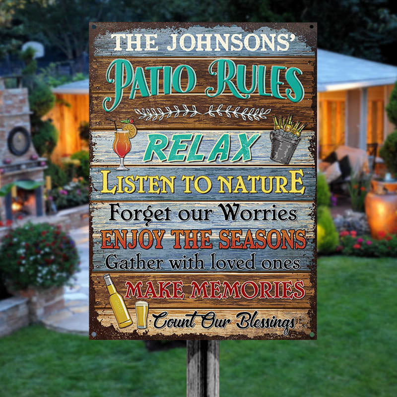 Personalized Patio Rules Make Memories Custom Classic Metal Signs ...