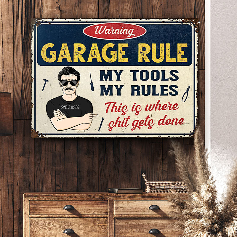Garage Sign - Garage Rule Warning - Gift For Dad And Grandpa - Persona ...