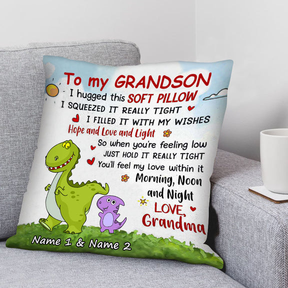 Personalized Pillows, Grandson Granddaughter Dinosaur Pillow – Thesunnyzone
