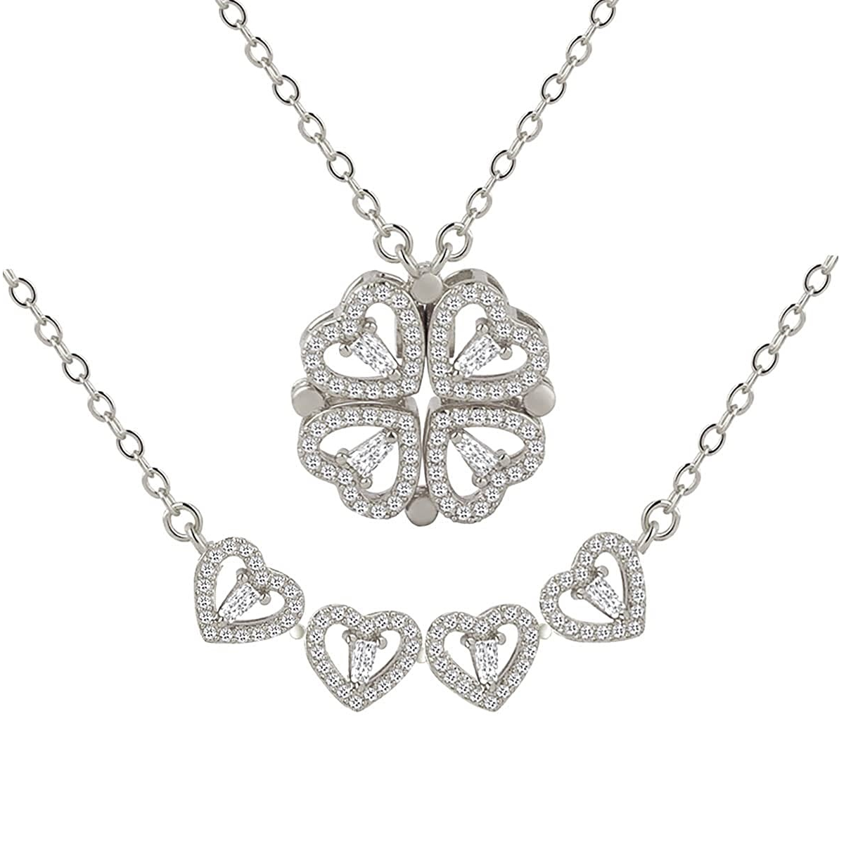 Four Leaf Clover Necklace Dainty Magnetic Heart Necklace for Her - Gif ...